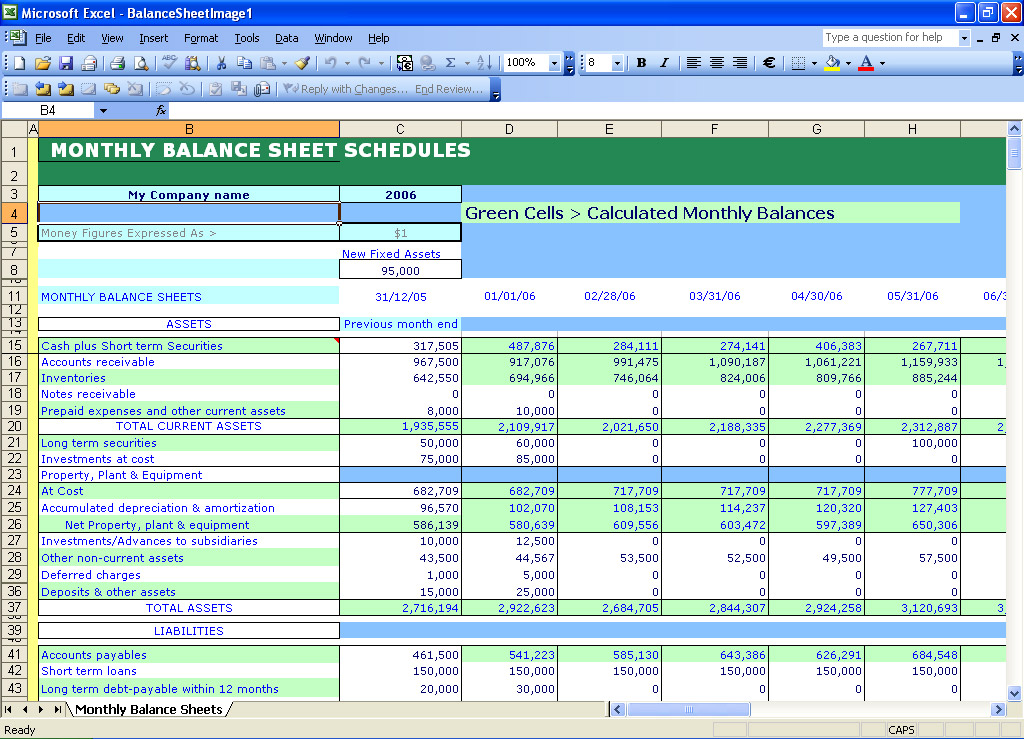 Instant Balance Sheets create 12 Month Profit Loss Schedules And Cash 