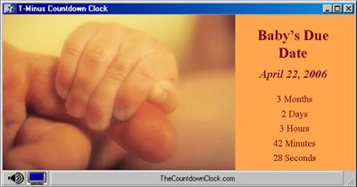 T-Minus Baby's Due Date Countdown, baby's due date, countdown